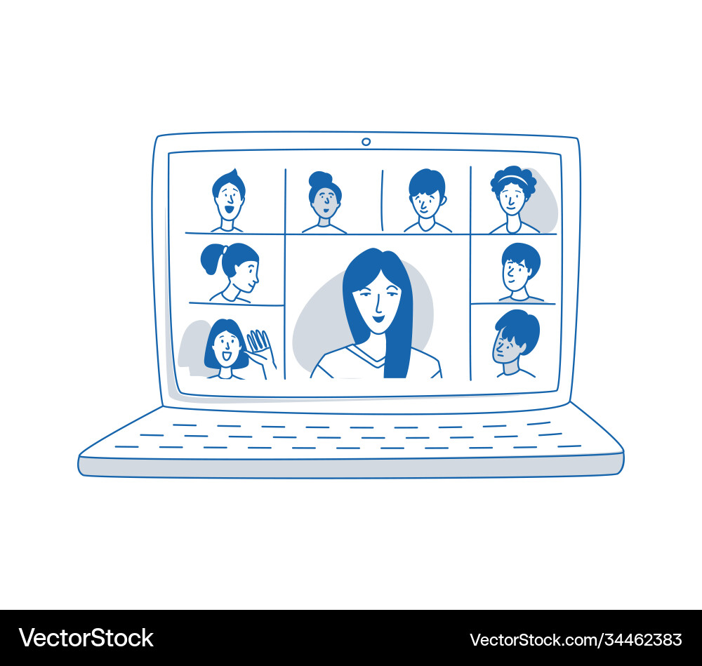 Learning online e-learning video call chat with Vector Image