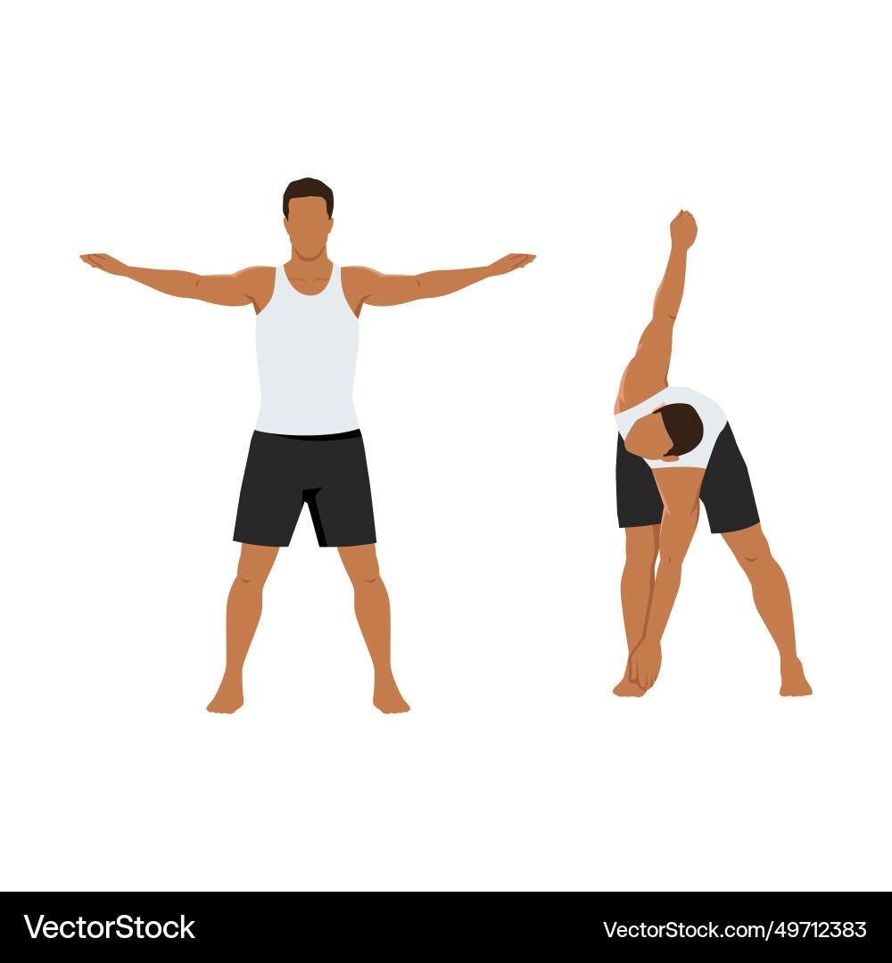 Man doing bent over twists or cross body toe Vector Image