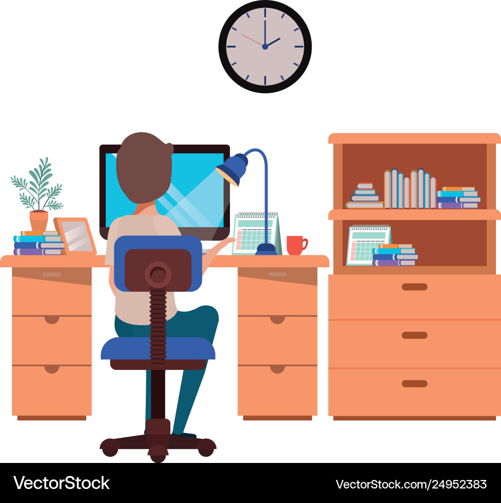 Man working in office avatar character Royalty Free Vector