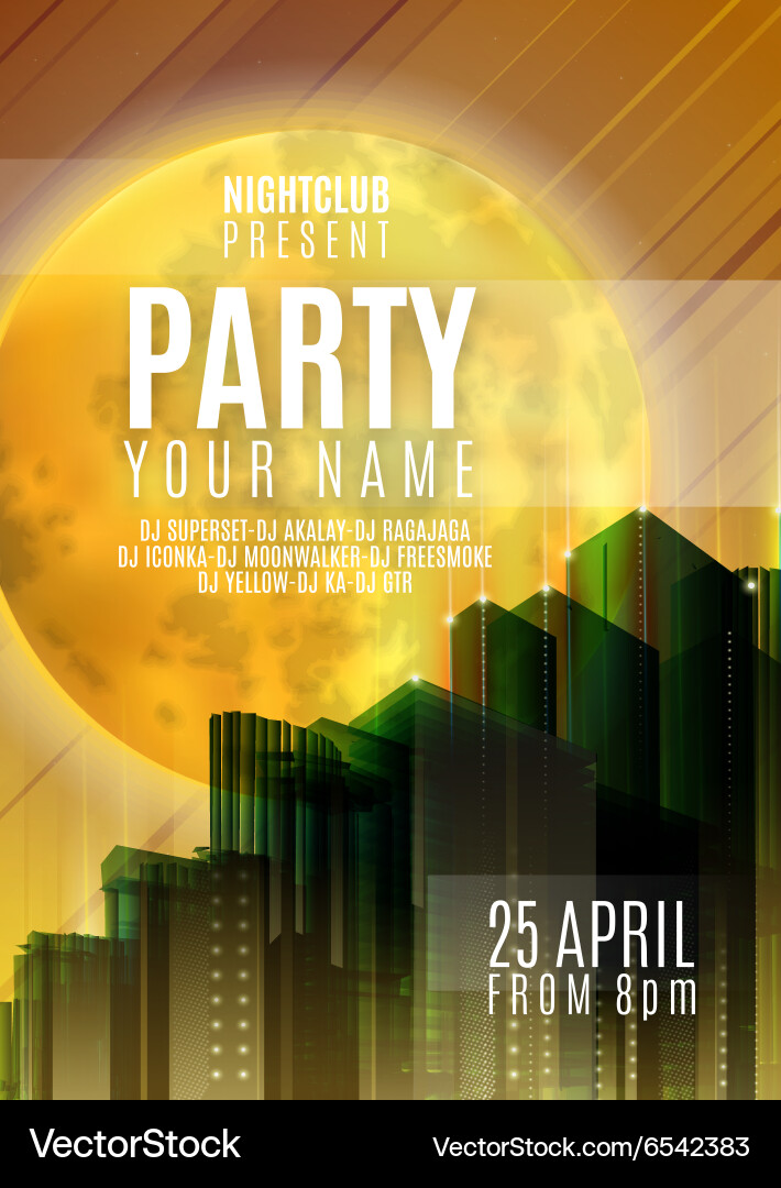 Night party - flyer or cover design background Vector Image