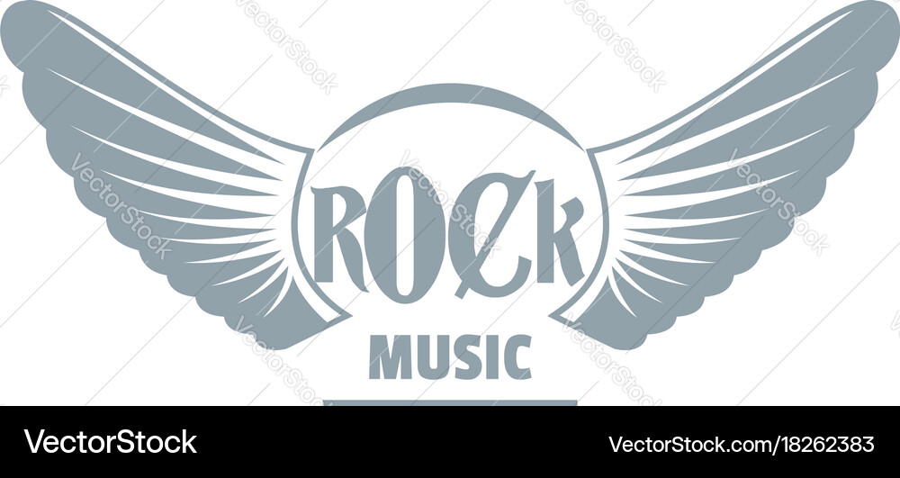 Rock music logo simple gray style Royalty Free Vector Image