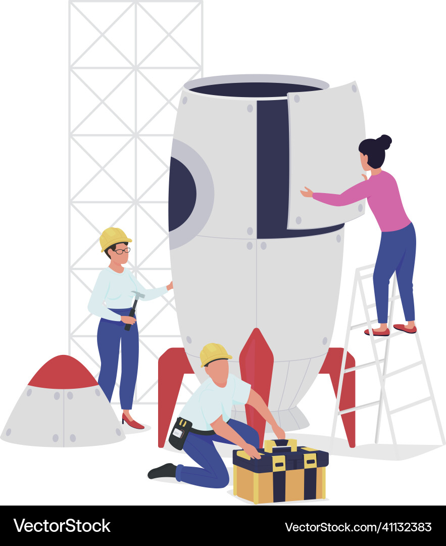 Spaceship building semi flat color characters Vector Image
