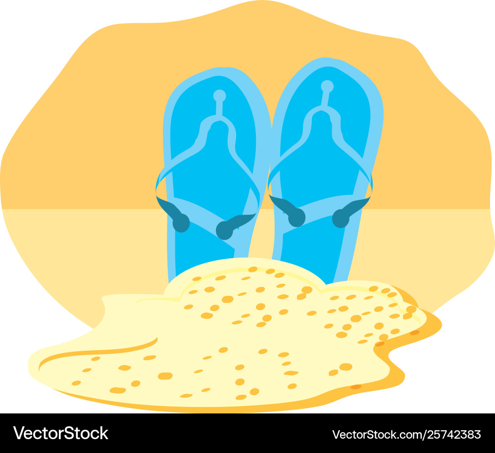 Summer flip flops accessory in beach Royalty Free Vector