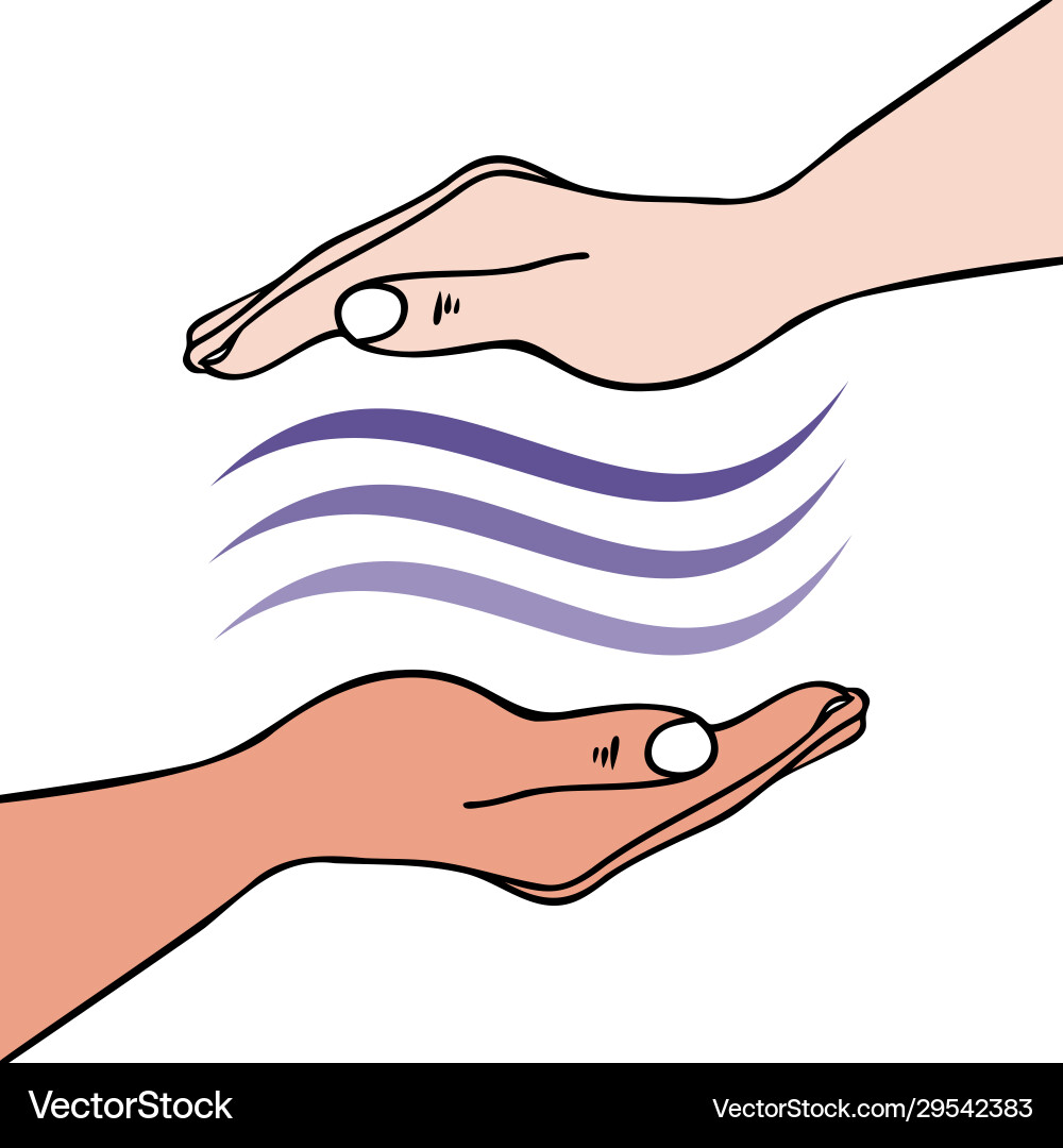 Two hands-on healing showing hand sending univeral