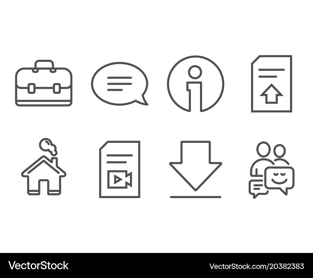 Upload file chat and video icons portfolio Vector Image