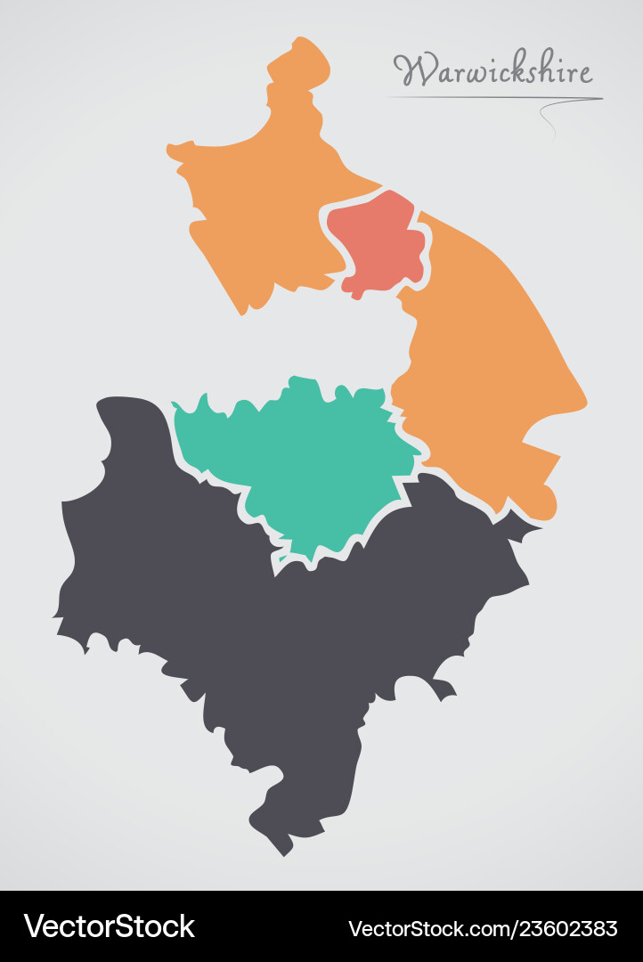 Warwickshire england map with states and modern Vector Image