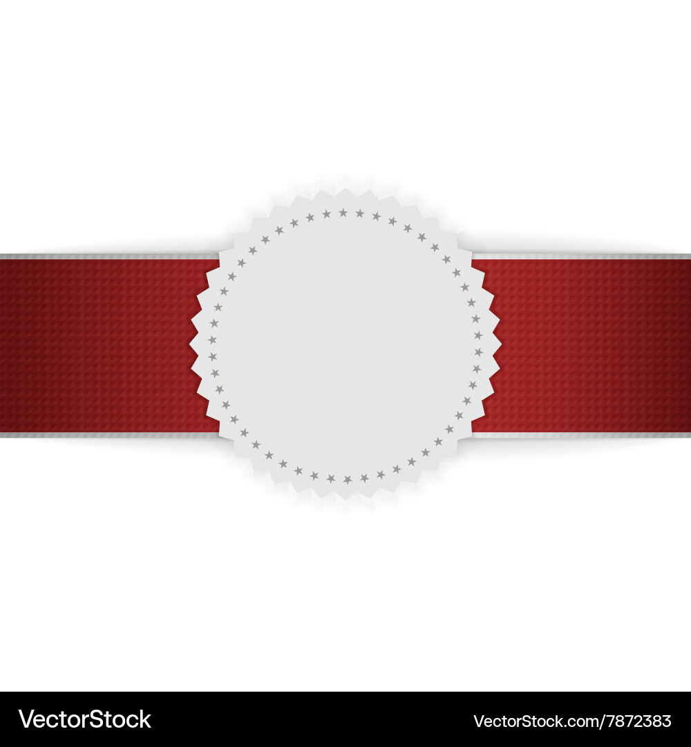 White blank badge on red ribbon Royalty Free Vector Image