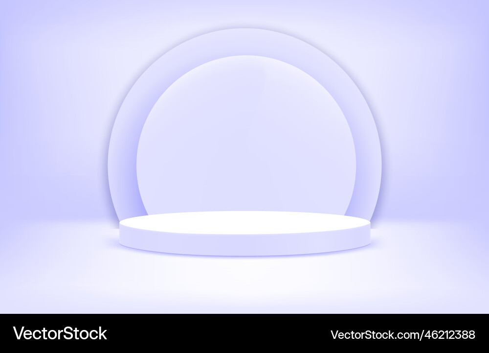 Bright violet interior scene with round pedestal Vector Image