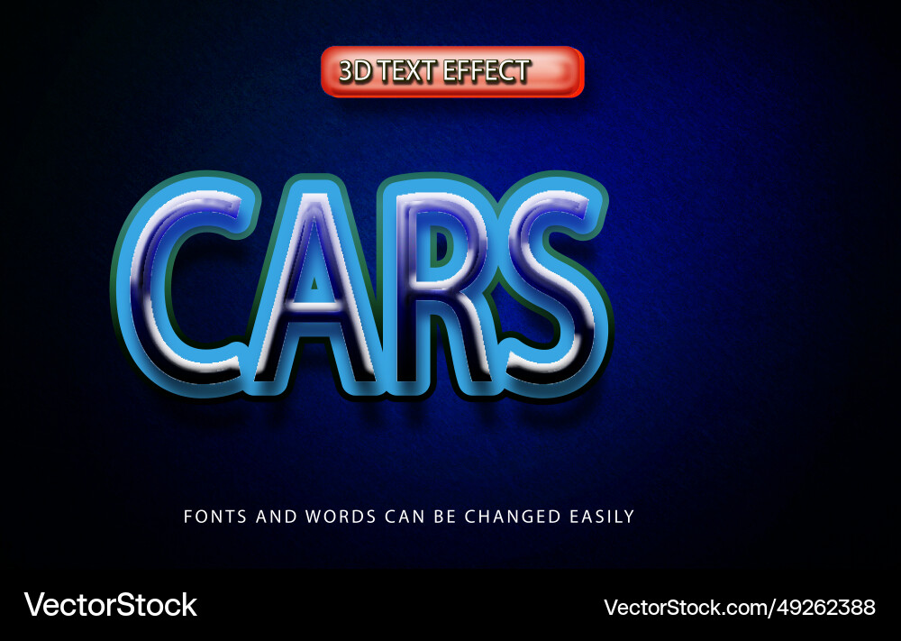 Cars race blue 3d editable text effect style Vector Image