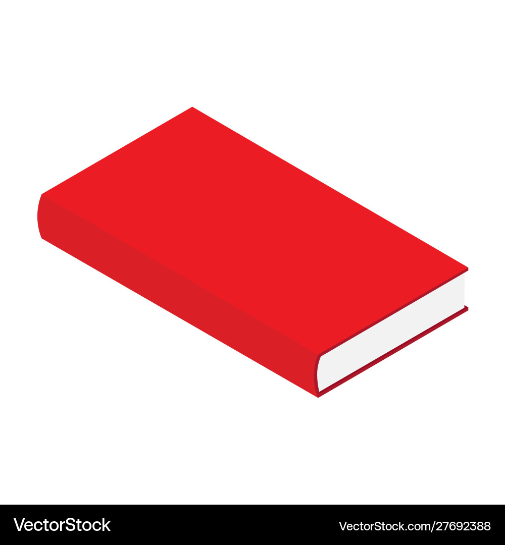 Closed red book isometric view isolated on white Vector Image