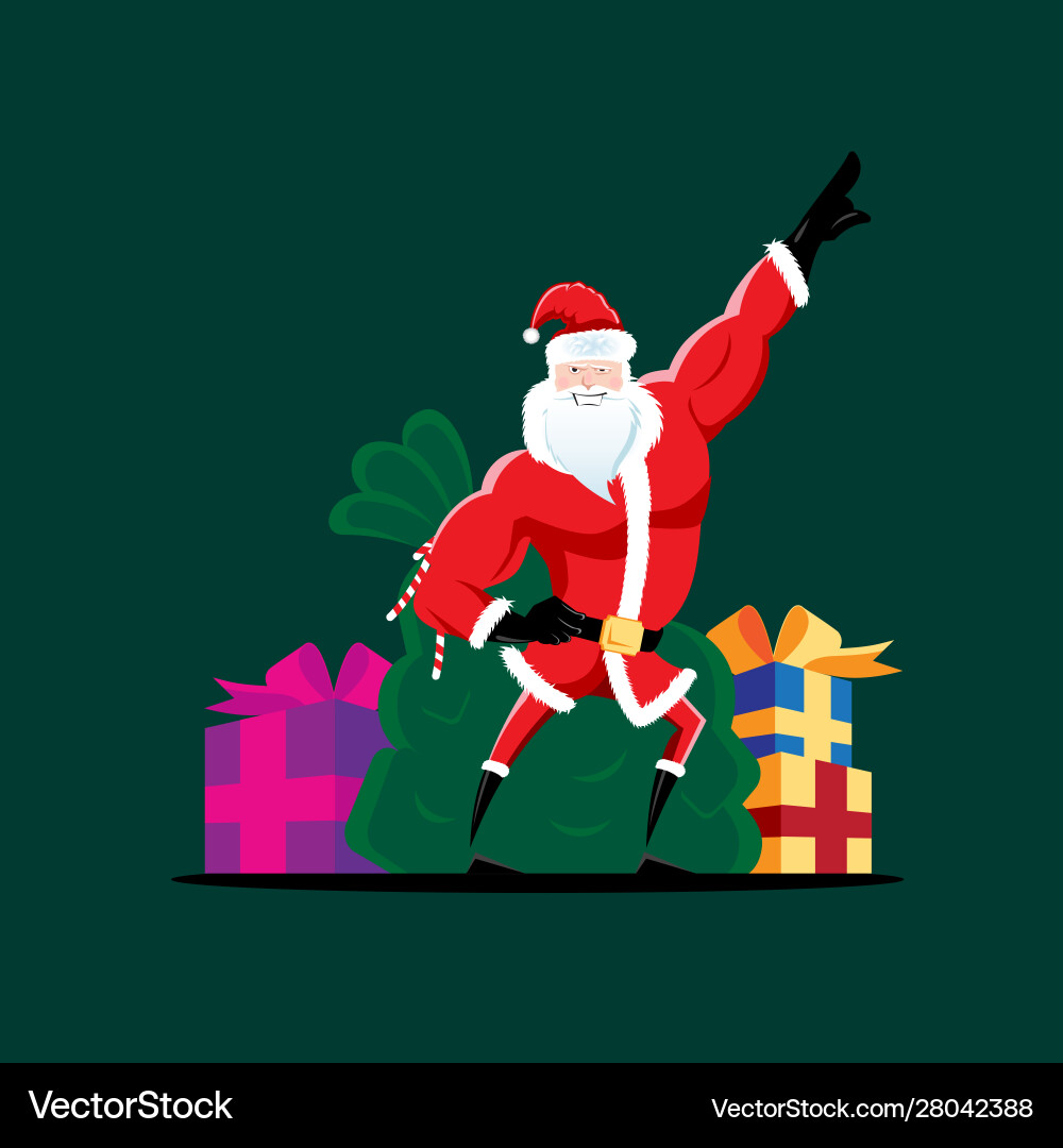 Funky muscular dancing santa claus Royalty Free Vector Image
