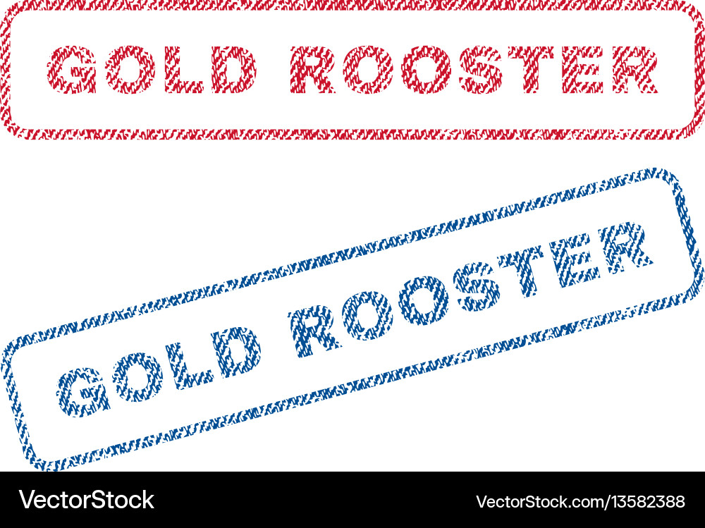 Gold rooster textile stamps Royalty Free Vector Image