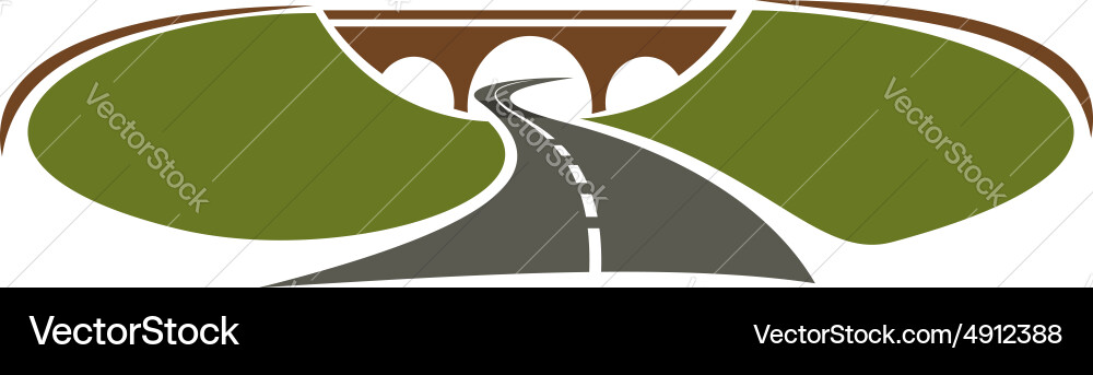 Icon of highway passes under bridge Royalty Free Vector