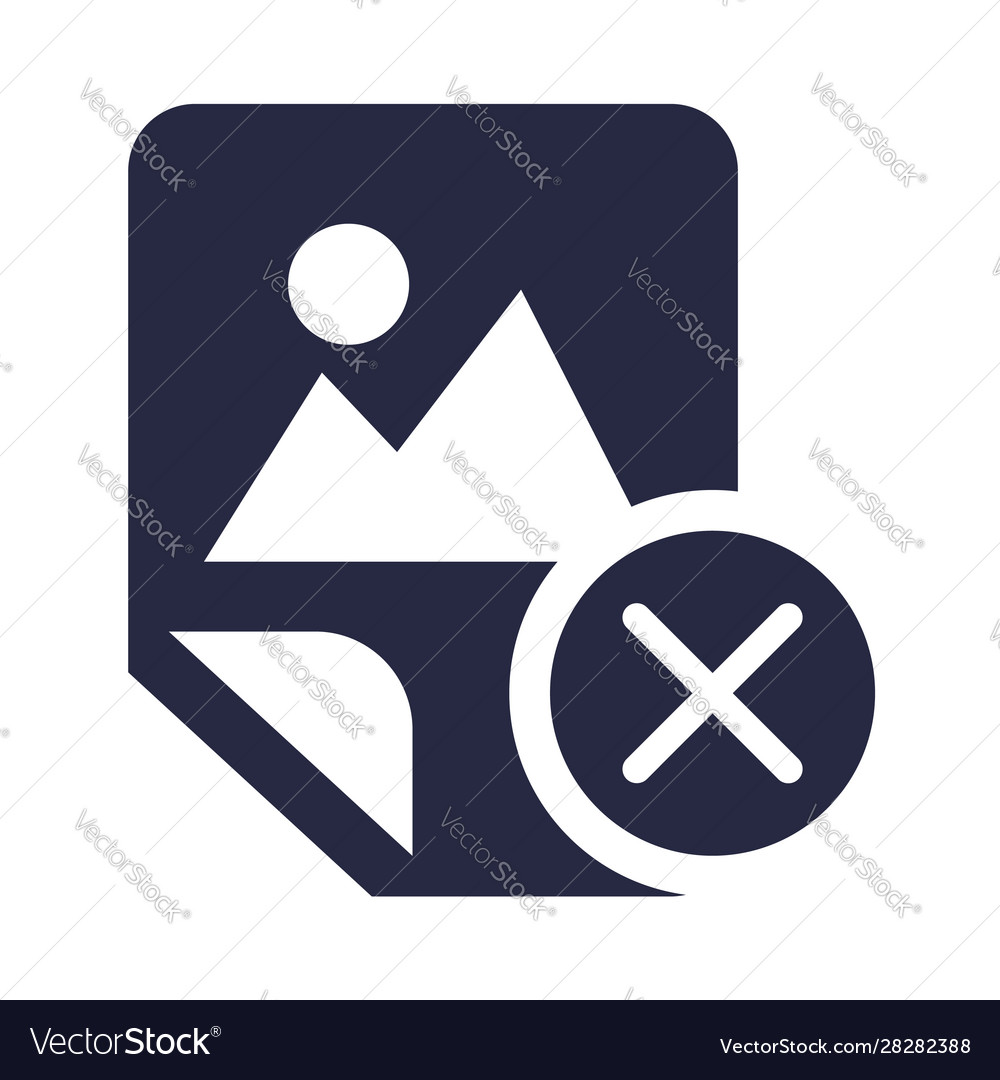 Image file delete symbol glyph Royalty Free Vector Image