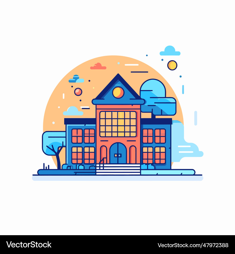 Isolated school building landscape with grass Vector Image