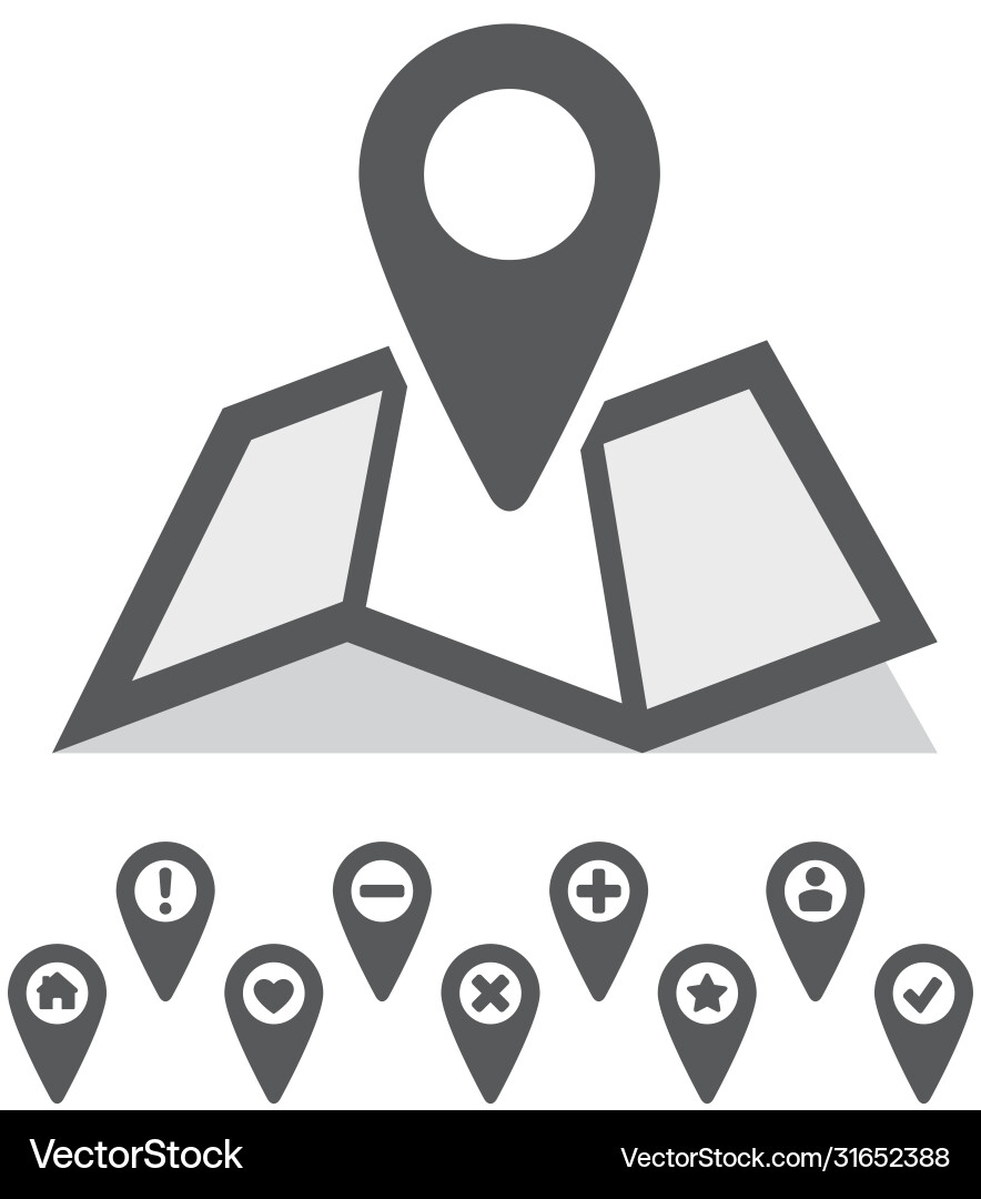 Map with marker icon Royalty Free Vector Image