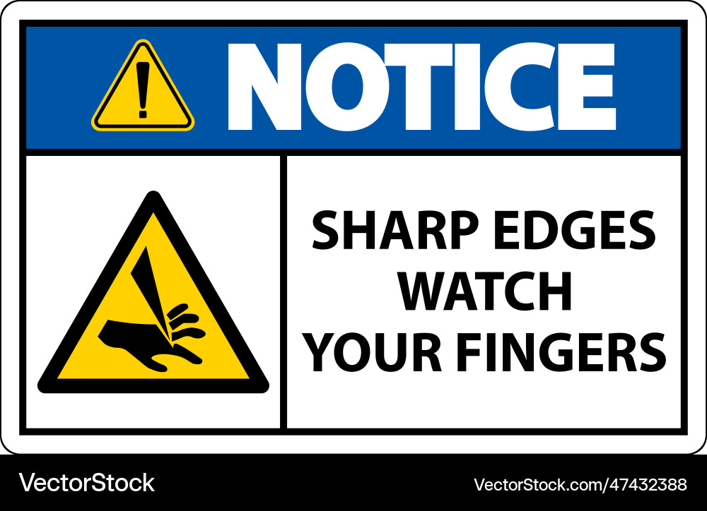 Notice sharp edges watch your fingers on white Vector Image