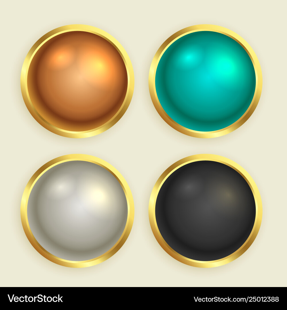 Premium golden shiny buttons set Royalty Free Vector Image