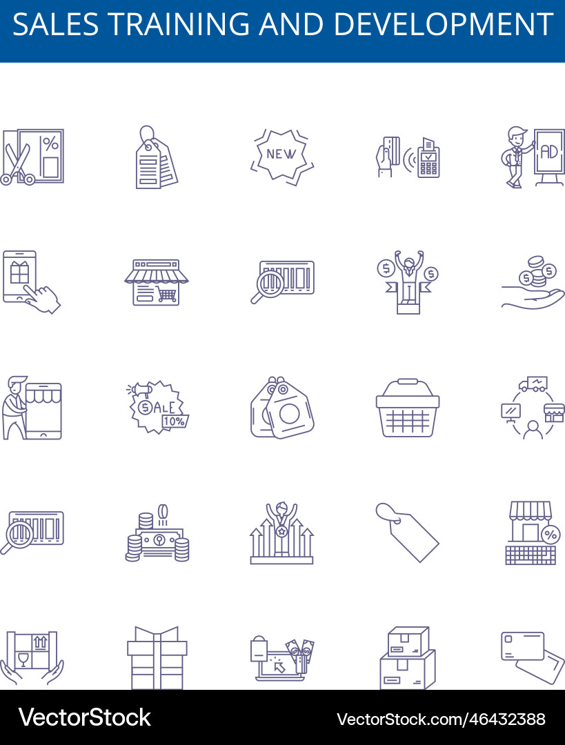 Sales training and development line icons signs Vector Image