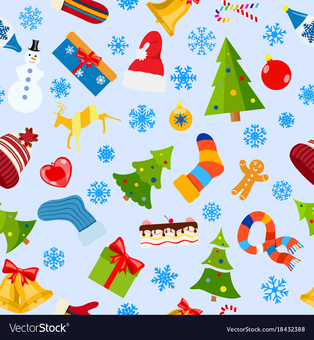 Seamless pattern of christmas symbols Royalty Free Vector