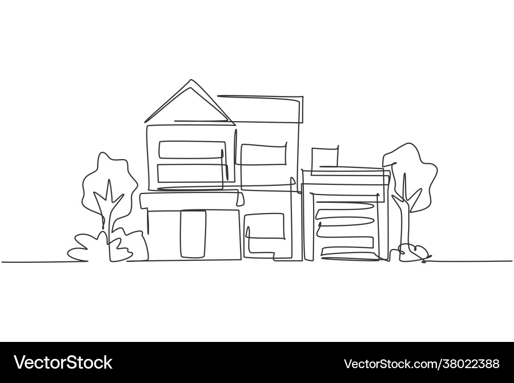 Single one line drawing green minimalist modest Vector Image