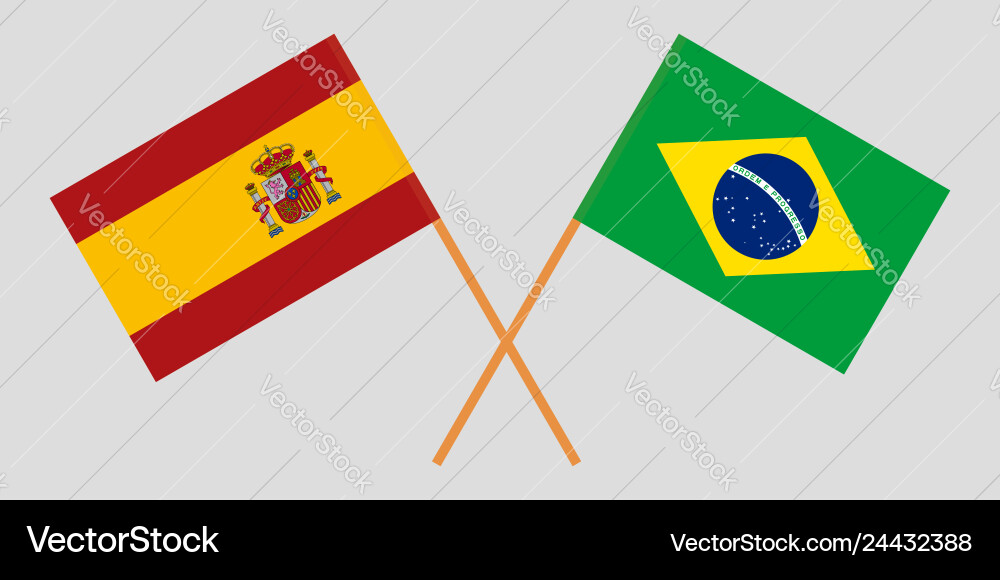 Spanish and brazilian flags Royalty Free Vector Image