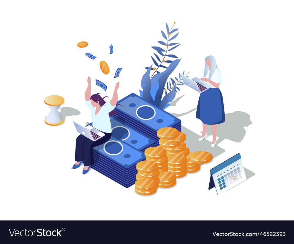 Easy loan concept 3d isometric web scene Vector Image