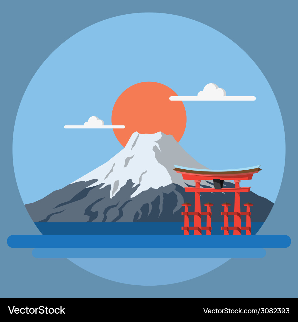 Flat design landscape of Japan Royalty Free Vector Image