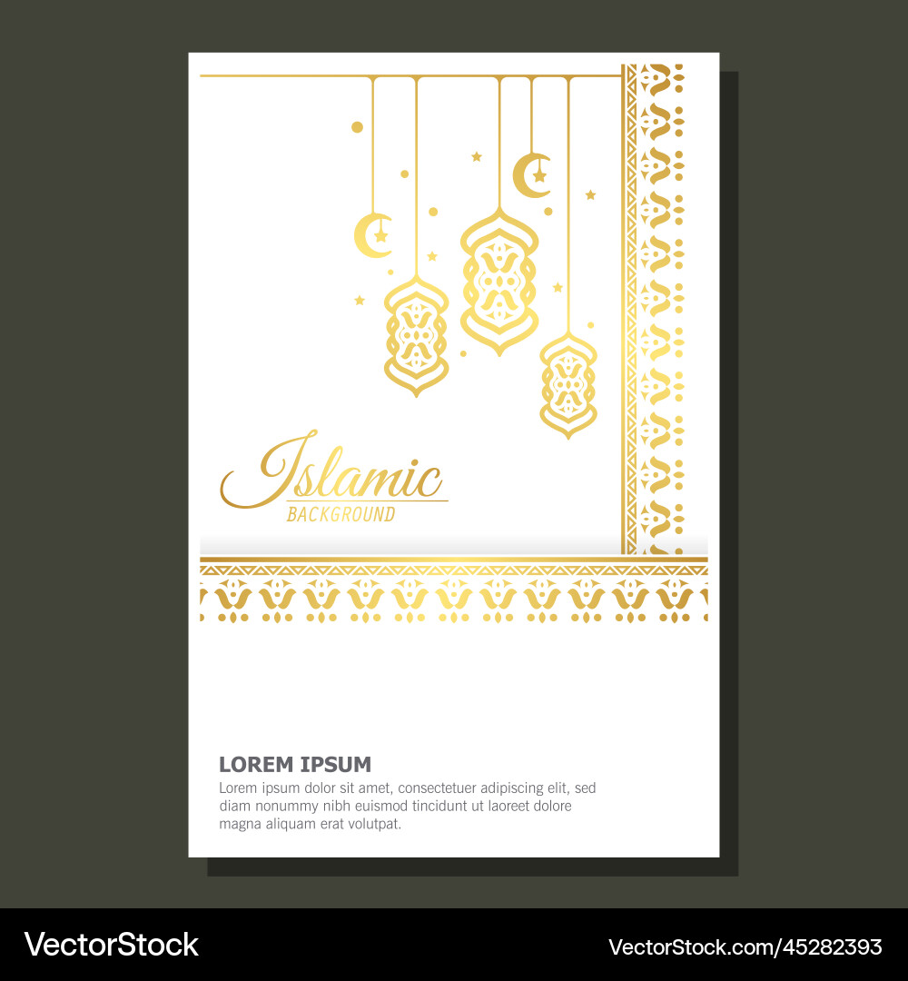 Luxury gold islamic border cover Royalty Free Vector Image
