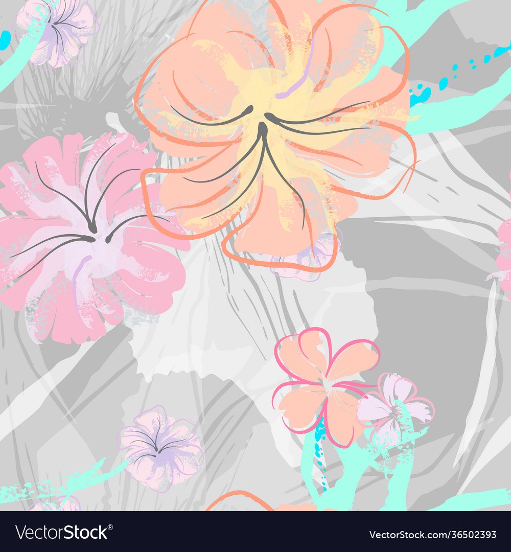 Pink flowers blooming pattern pastel watercolor Vector Image