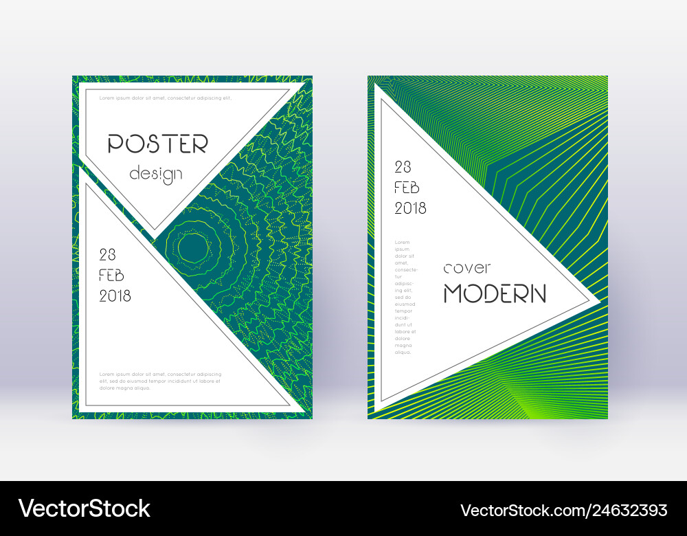 Stylish cover design template set green abstract Vector Image