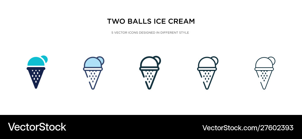 Two balls ice cream cone icon in different style Vector Image