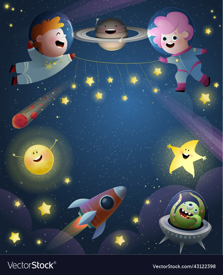 Astronaut children astronomy science template Vector Image