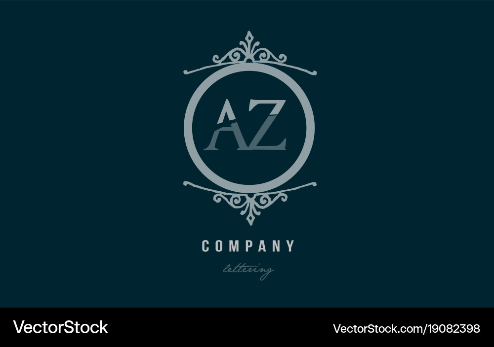 Az a z blue decorative monogram alphabet letter Vector Image