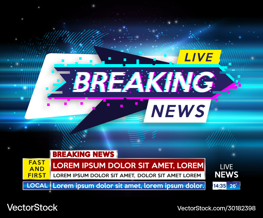 Background screen saver on breaking news Vector Image
