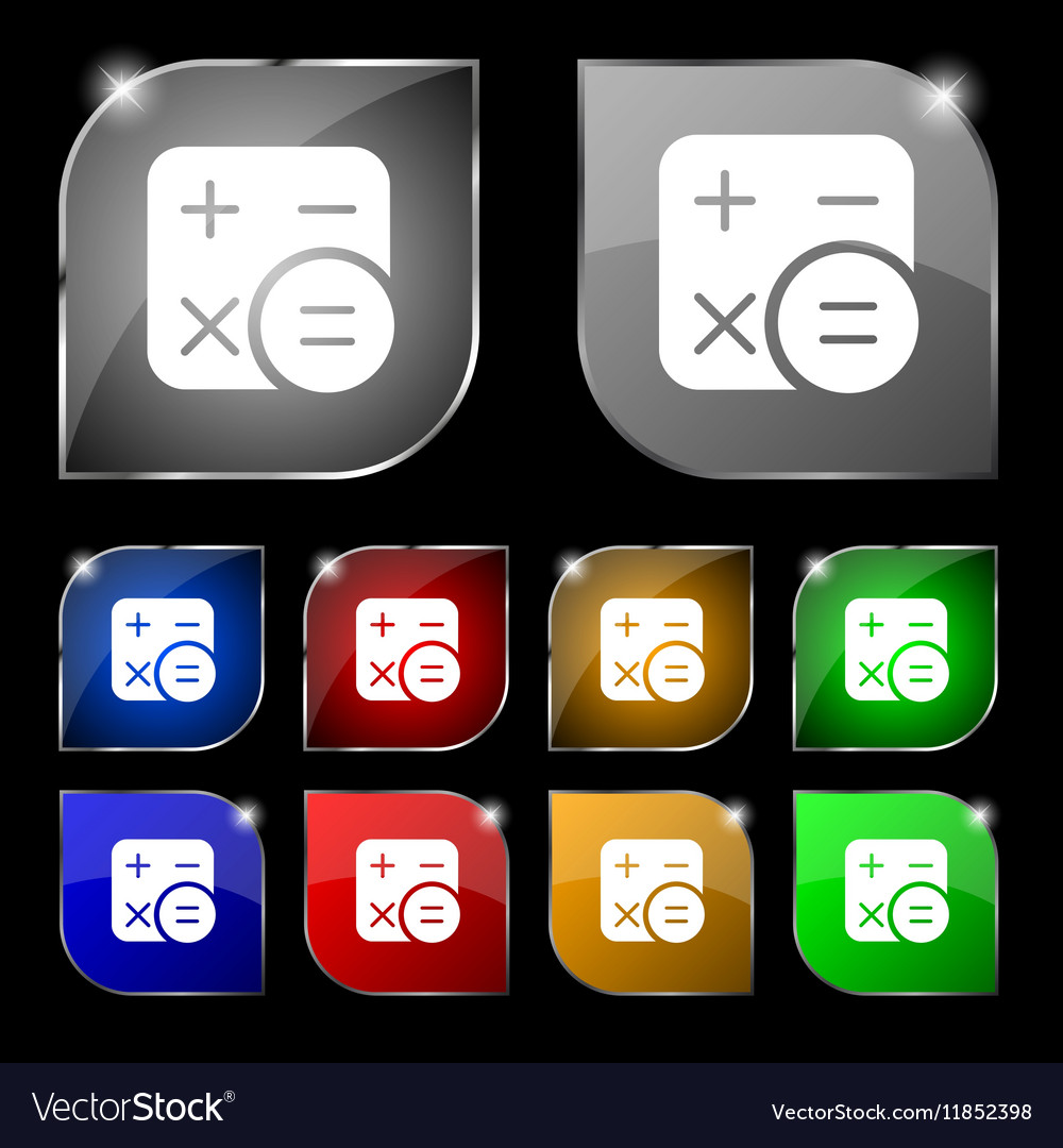 Calculator icon sign set of ten colorful buttons Vector Image