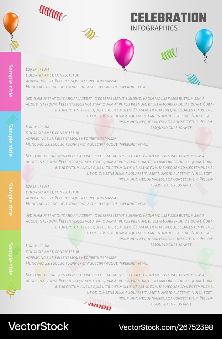 Celebration infographics with balloons Royalty Free Vector