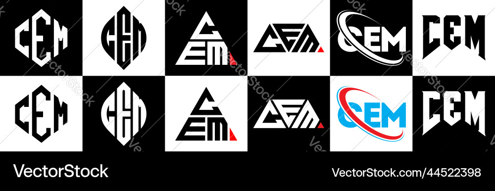 Cem letter logo design in six style polygon Vector Image
