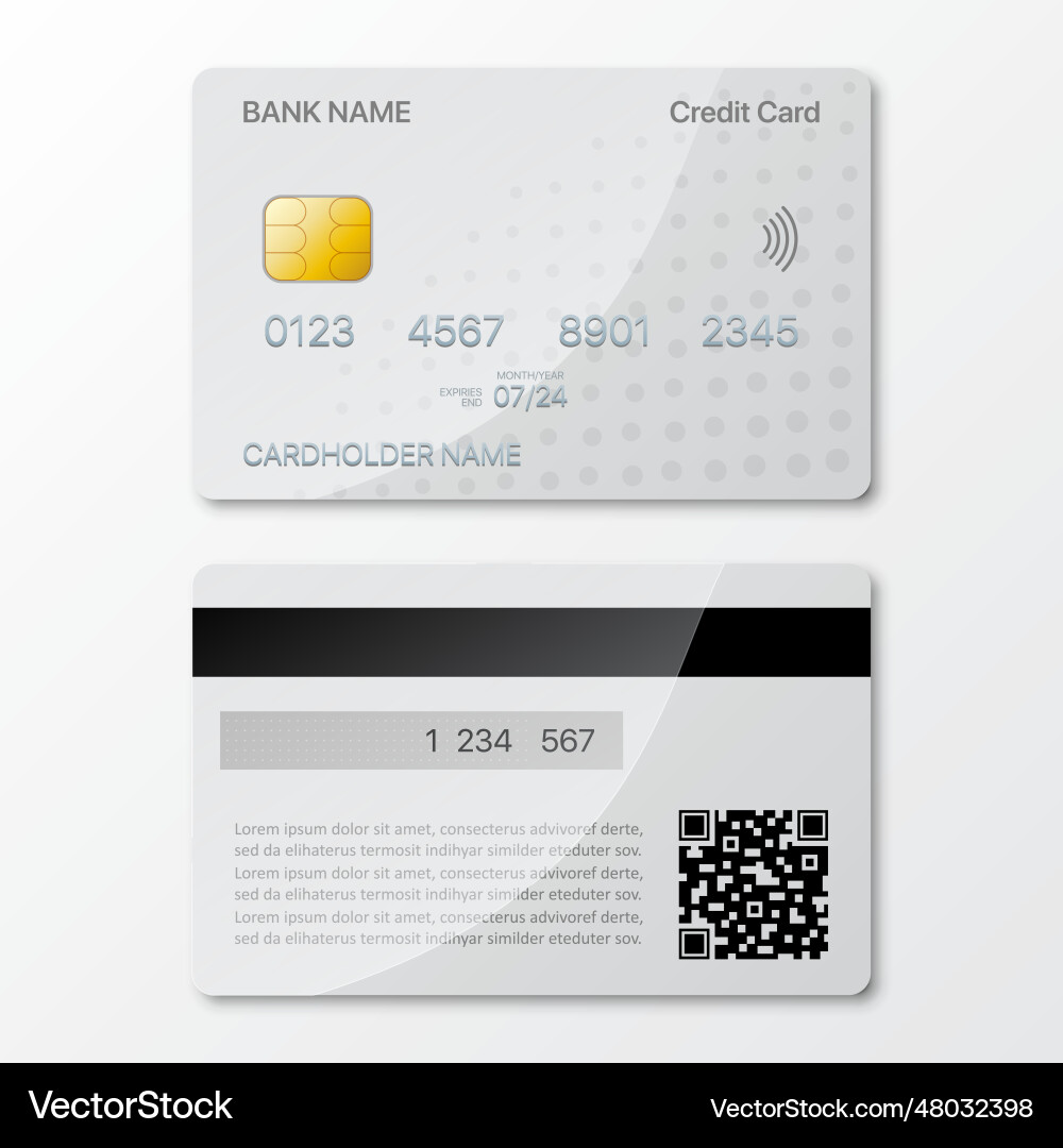 Credit cards mockup design front and back Vector Image