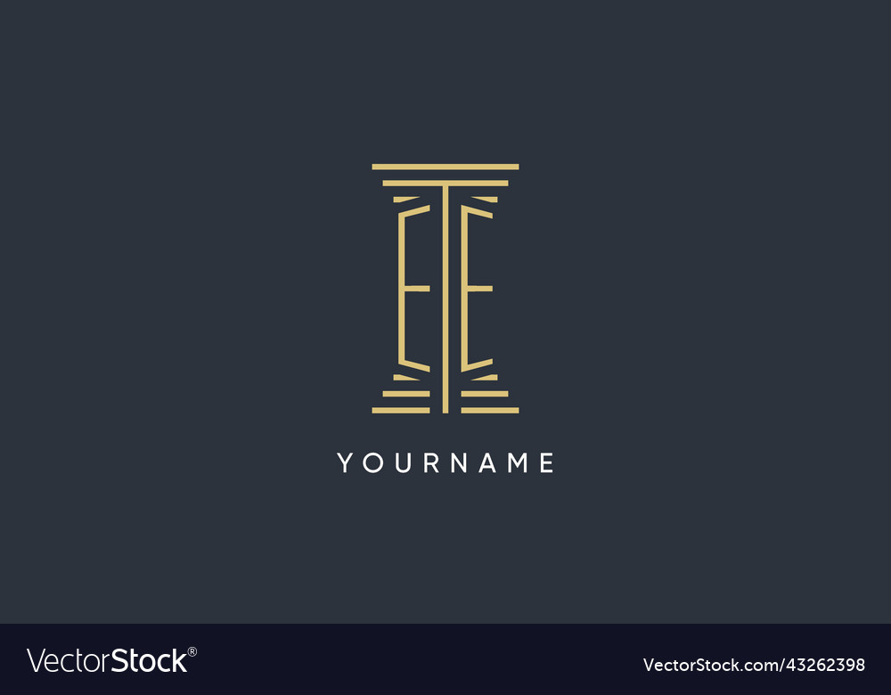Ee initial monogram with pillar shape logo design Vector Image