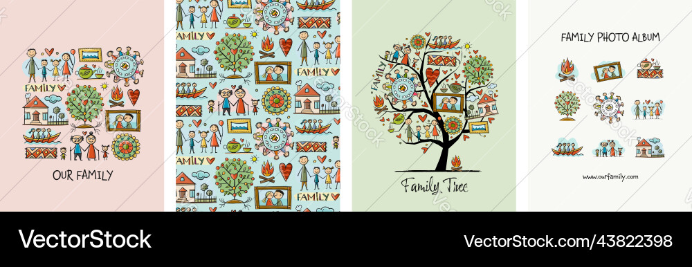 Family concept art collection frame background Vector Image