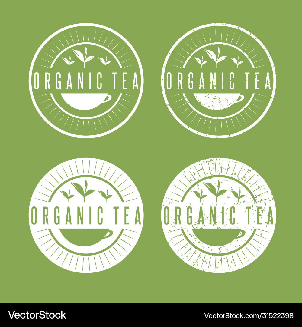 Leaves organic tea labels set Royalty Free Vector Image