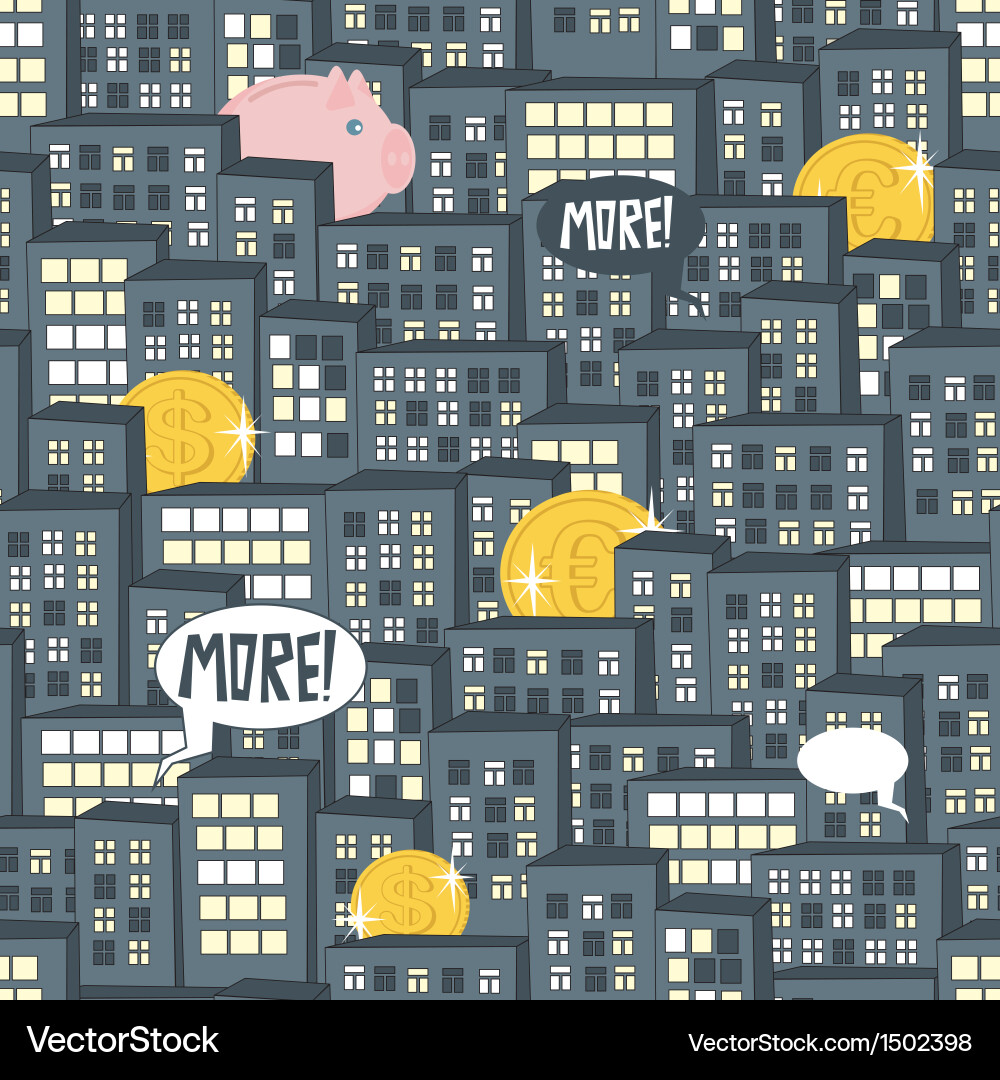 Night city and money seamless pattern Royalty Free Vector