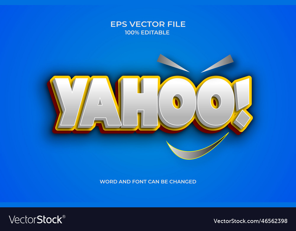 Realistic 3d yahoo editable text effect Royalty Free Vector