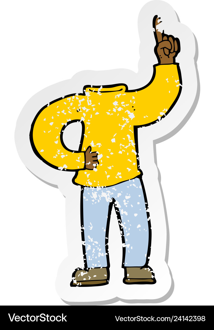 Retro distressed sticker a cartoon headless Vector Image