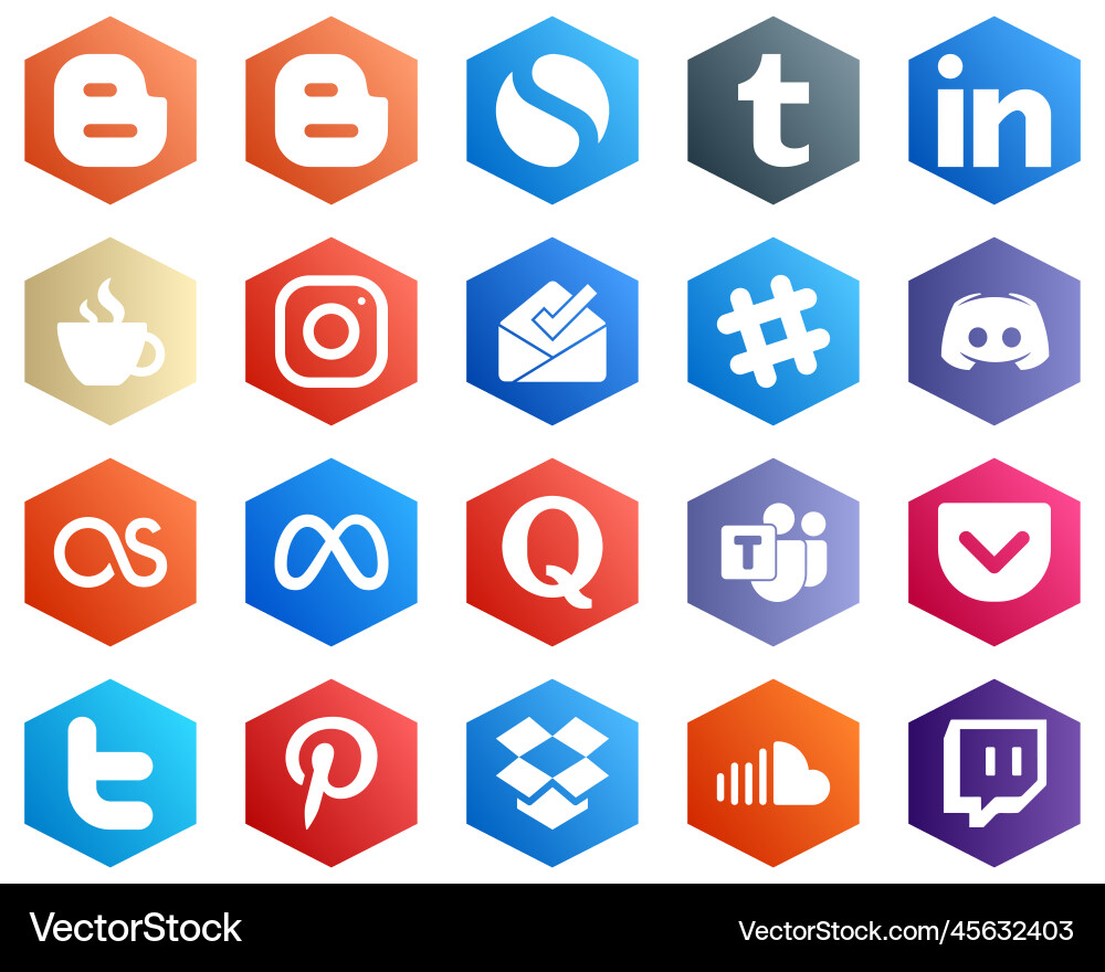 25 simple white icons such as message discord and Vector Image