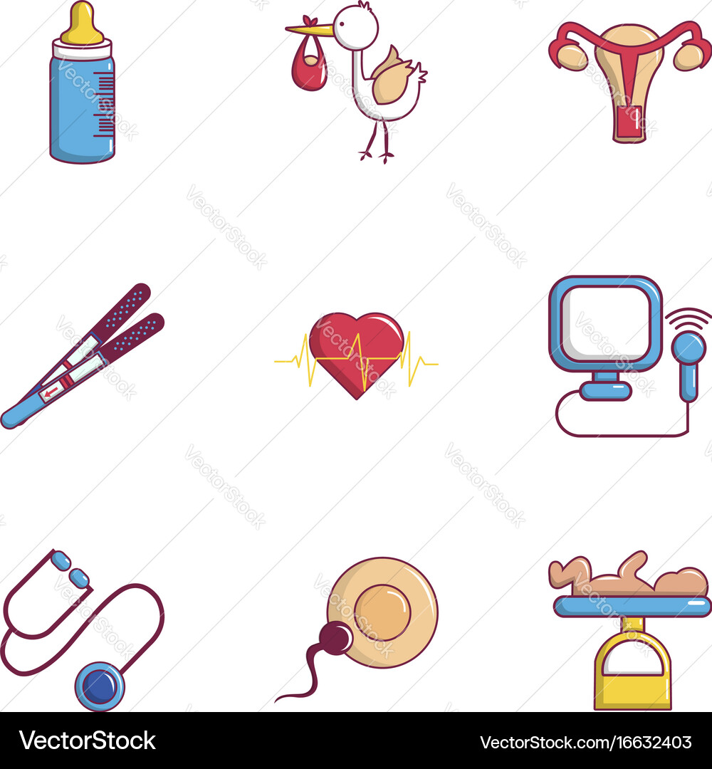 Baby health icons set flat style Royalty Free Vector Image