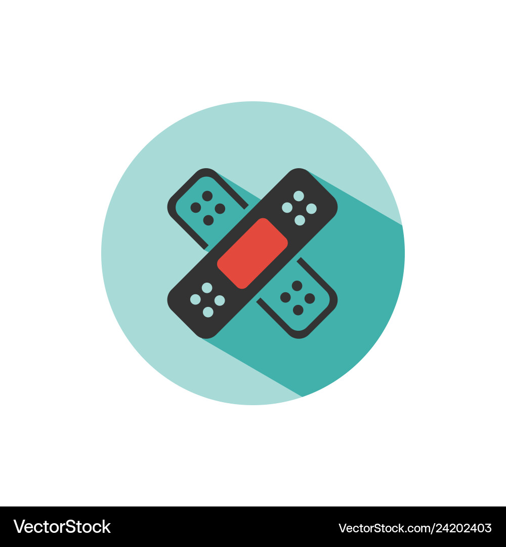 Band aid icon with shadow on a green circle Vector Image