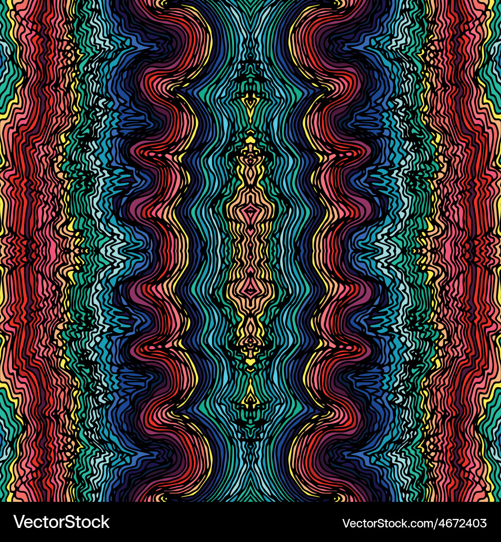 Colorful seamless waves hand-drawn pattern Vector Image