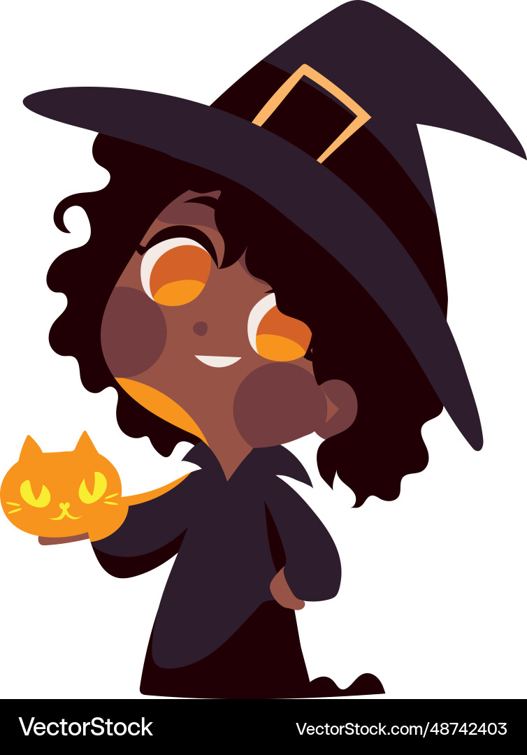 Halloween witch and cat Royalty Free Vector Image